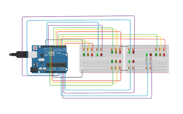 Circuit design 4 Ways with Pedestrian Lane - Tinkercad