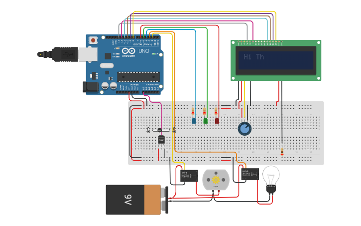 Circuit design Temperature sensor with fan, heater, relay and LCD 16*2 ...