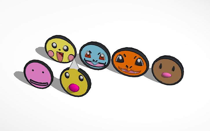 3D design 2D Pokemon Faces - Tinkercad