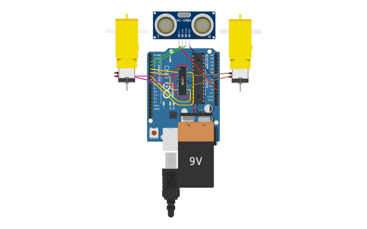 Circuit design Obstacle Avoiding robot - Tinkercad