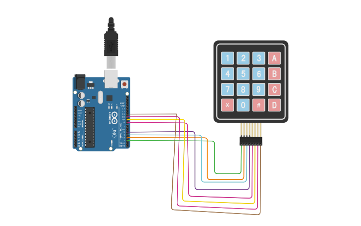 Circuit design Keypad Test JAZA - Tinkercad