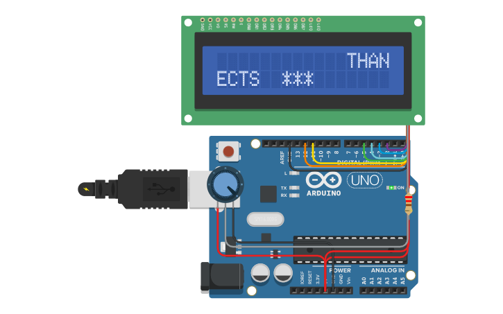 Circuit design CODE = LCD 2 LINES - Tinkercad