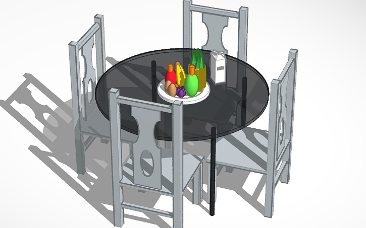 3D design Table and chairs - Tinkercad