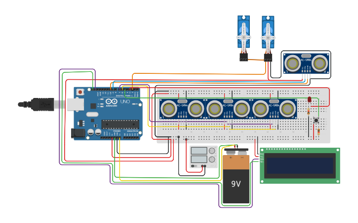 Circuit design SMART DUSTBIN - Tinkercad
