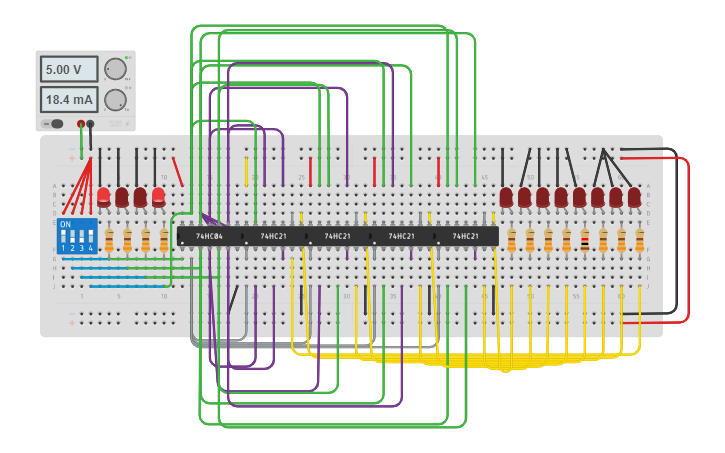 Circuit design 3 to 8 Binary Decoder - Tinkercad