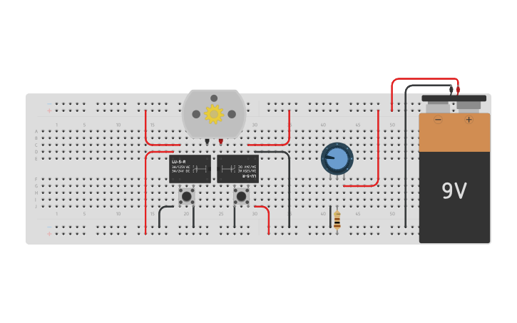 Circuit design DC motor speed and direction control - Tinkercad