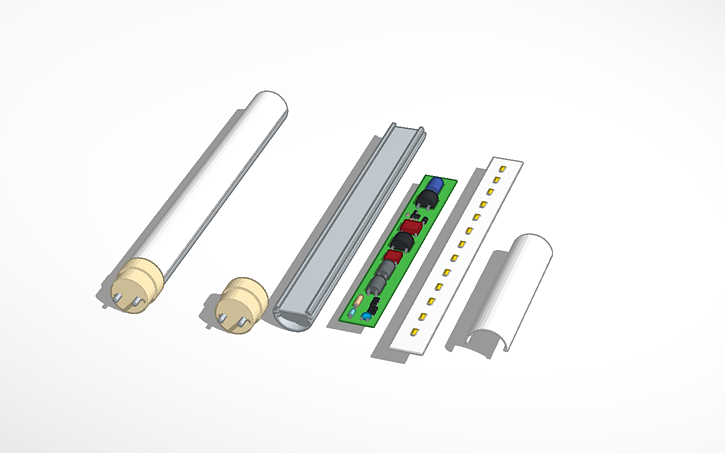 3D design LED Tube T8 - Tinkercad