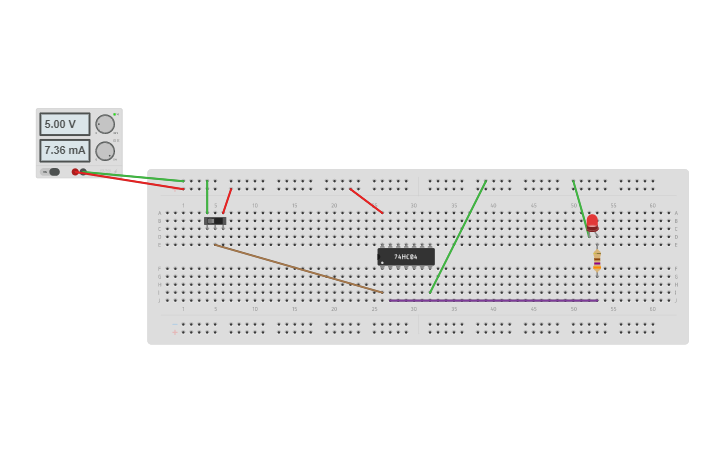 Circuit design Not Gate - Tinkercad