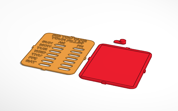 3D design 2 Pill/Day Reminder - Tinkercad