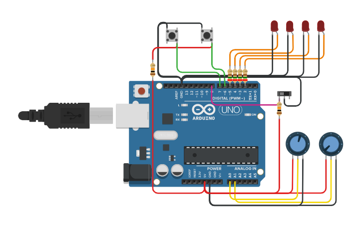 Circuit design Chenillard dans tous les sens - Tinkercad