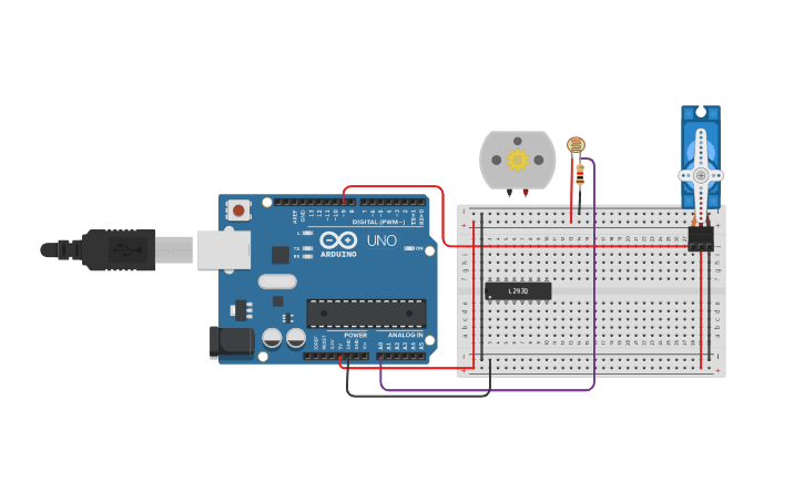 Circuit design LDR - Tinkercad