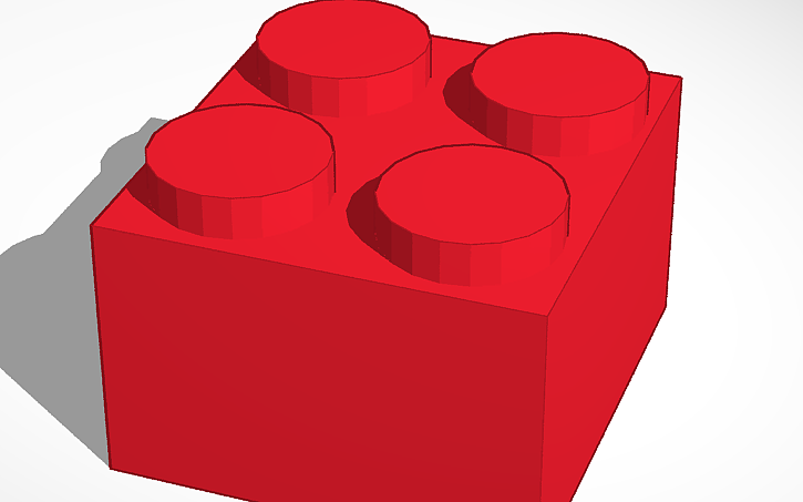 3D design Lego red 2x2 - Tinkercad