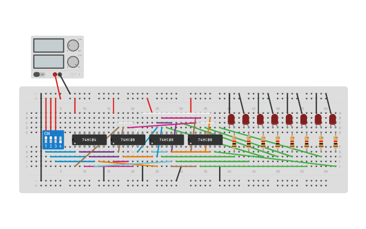 Circuit design 3:8 decoder - Tinkercad