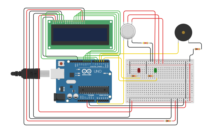 Circuit Design Gas Detecting Tinkercad