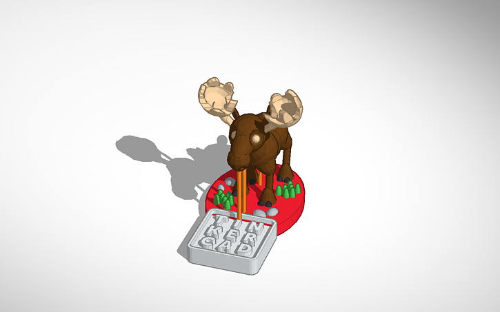 3D design Moose (king) with support and tinkercad logo - Tinkercad