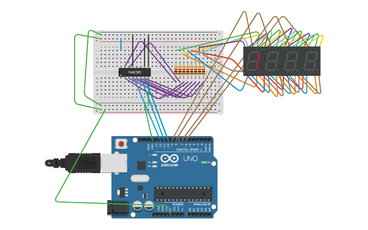 Circuit Design Clock Multiplexing 4 Seven Segment Display Using 595
