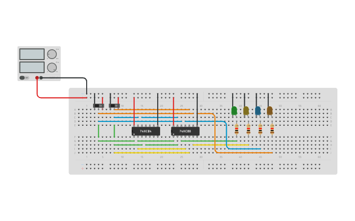 Circuit design 2 TO 4 DECODER - Tinkercad