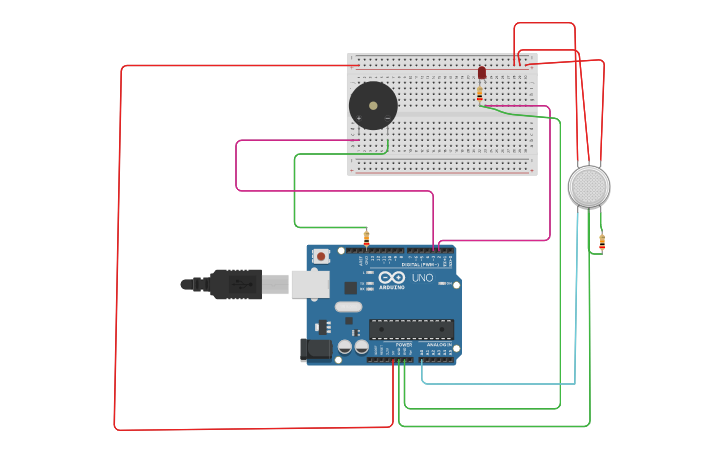 Circuit design gas detector - Tinkercad