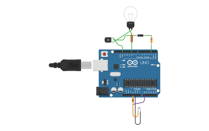 Circuit design Lampu sensor cahaya dengan ambient - Tinkercad