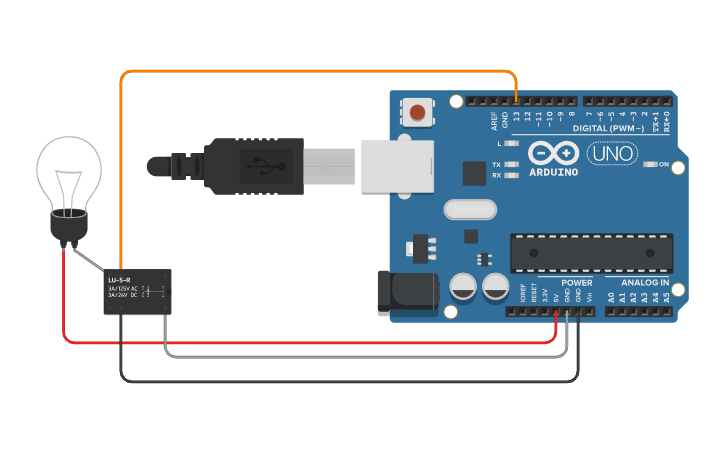 Circuit design Arduino Uno: Relay - Tinkercad