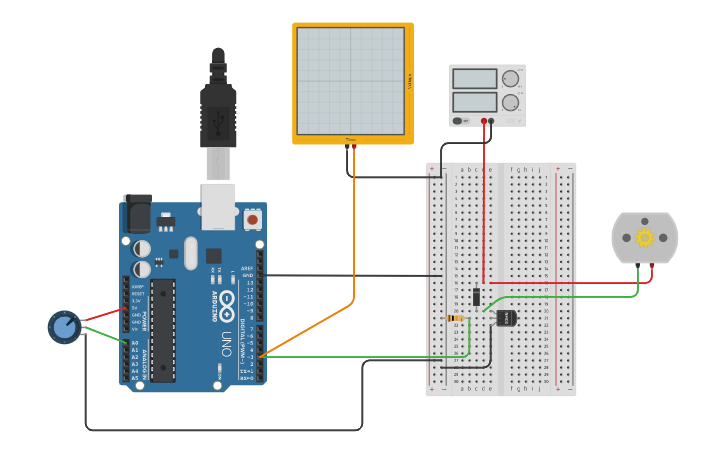 Circuit design DC Motor PWM Control by Potentiometer - Tinkercad