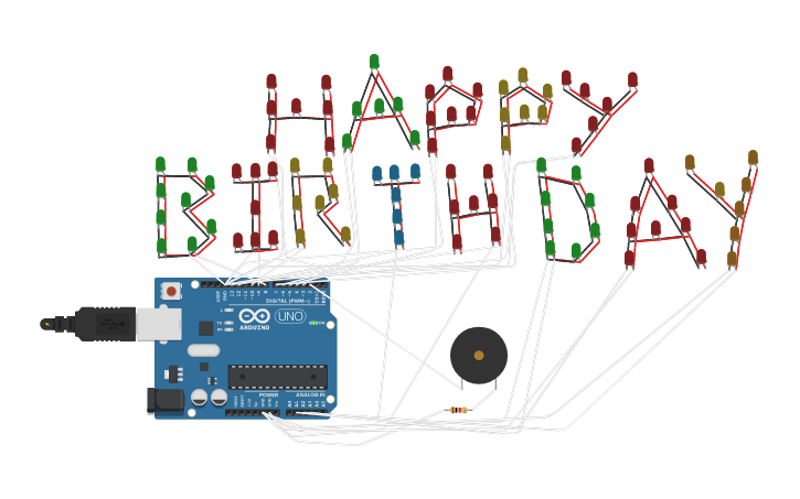 Circuit design HAPPY BIRTHDAy - Tinkercad