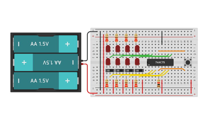 Circuit design 4-bit Latch - Tinkercad