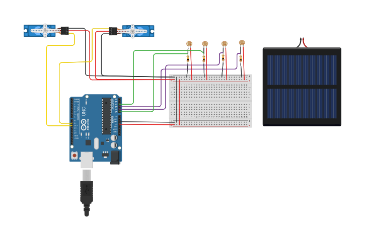 Circuit design Dual Axis Solar Tracker - Tinkercad