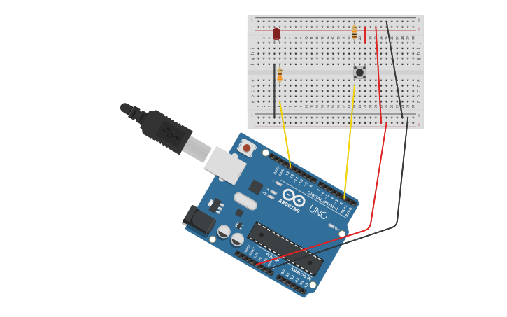 Circuit design Pull Down Resistor LED Control - Tinkercad
