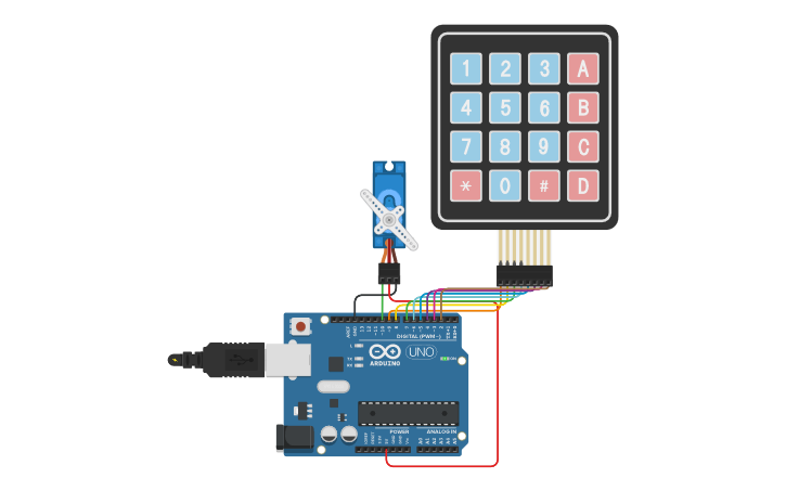Circuit design Servo + KeyPad - Tinkercad