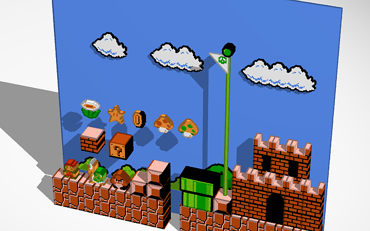3D design Super Mario Bros level assets - Tinkercad