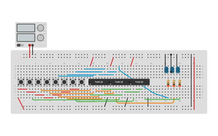 Circuit design Decodificador Decimal - Código Gray de 3 bits; - Tinkercad