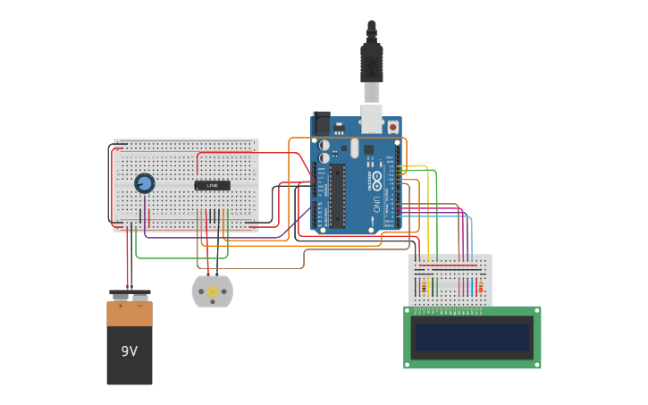 Circuit design Irrigation system - Tinkercad
