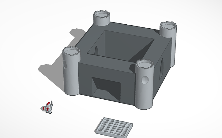 3D design Castle with drawbridge and knight - Tinkercad