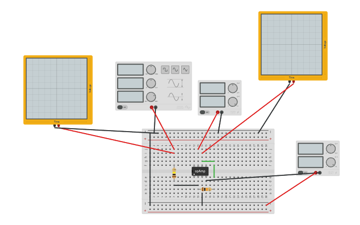 Circuit design Practica 1 OpAmp inversor - Tinkercad