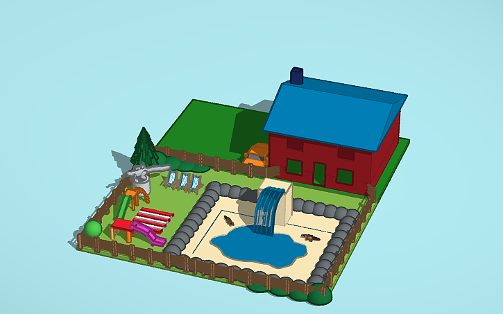 3D design Backyard for Spinosaurus baby & Playground - Tinkercad
