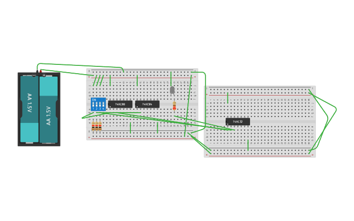 Circuit design a*(-b)+c - Tinkercad