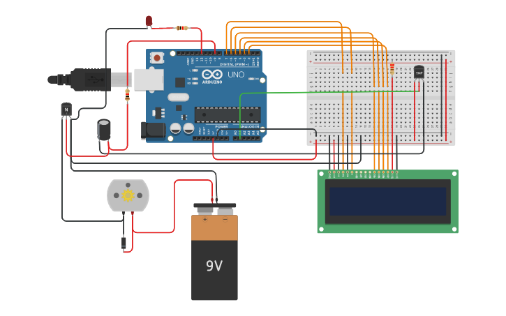 Circuit Design Dc Motor Speed Control By Temperature Sensor Tinkercad