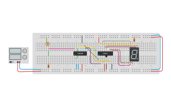 Circuit design Exp 4 Object counter 7-segment - Tinkercad