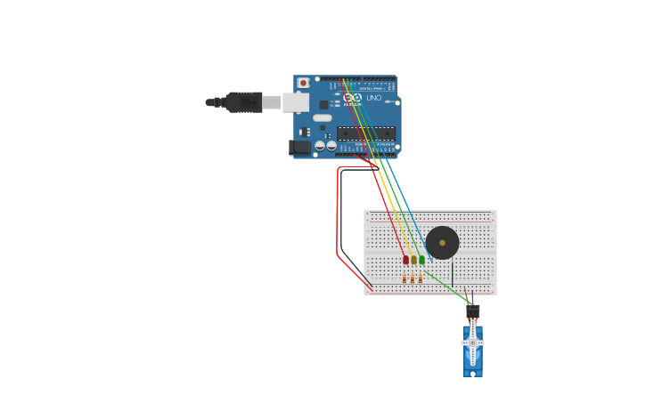 Circuit Design Шлагбаум в ардуіно Tinkercad