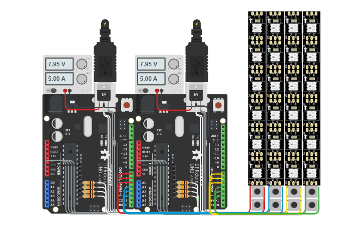 Circuit design NEOPIXEL GAME = SCOREBOARD - Tinkercad