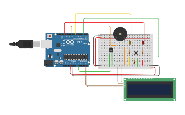 Circuit design project Fire alarm - Tinkercad