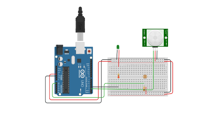 Circuit design Motion Sensor - Tinkercad
