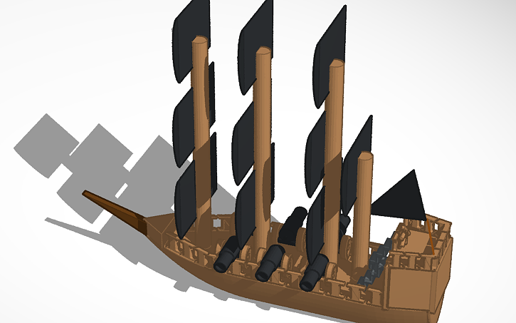 3D design pirate ship - Tinkercad