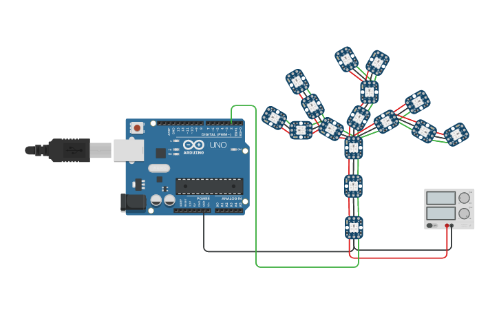 Circuit design WS2812 Tree - Tinkercad