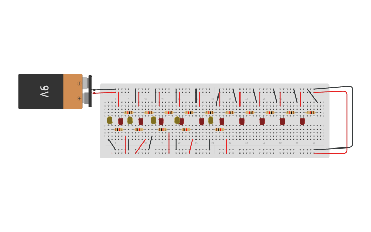 Circuit design BARBECHO_RUNNING LED - Tinkercad