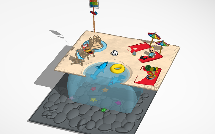 3D design Beach picnic - Tinkercad