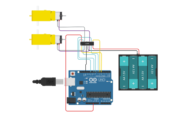 Circuit design Dual Motor Driver Using Arduino PWM - Tinkercad
