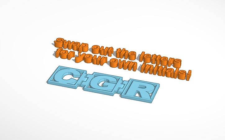 3D design Personalizable Hinged Initials - Tinkercad