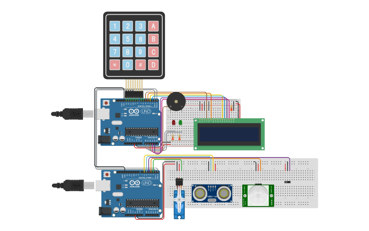 Circuit design PROYECTO SISTEMA DE SEGURIDAD CON SENSORES - Tinkercad